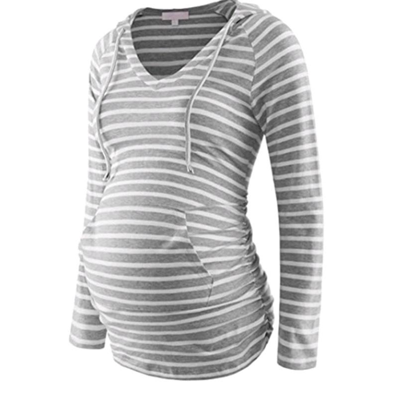 Buy Maternity Hoodie Long Sleeves Shirt Casual Vneck Top Pregnancy ...
