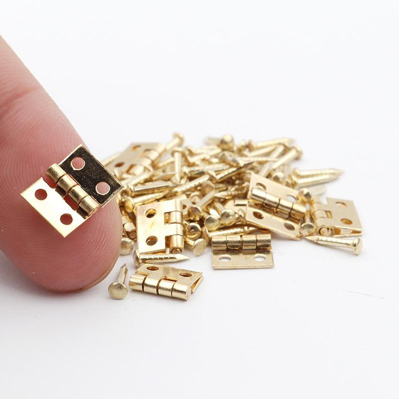 Buy 10pcs DIY Craft Gold Mini Brass Hinge Hardware Nail 8*10mm For ...