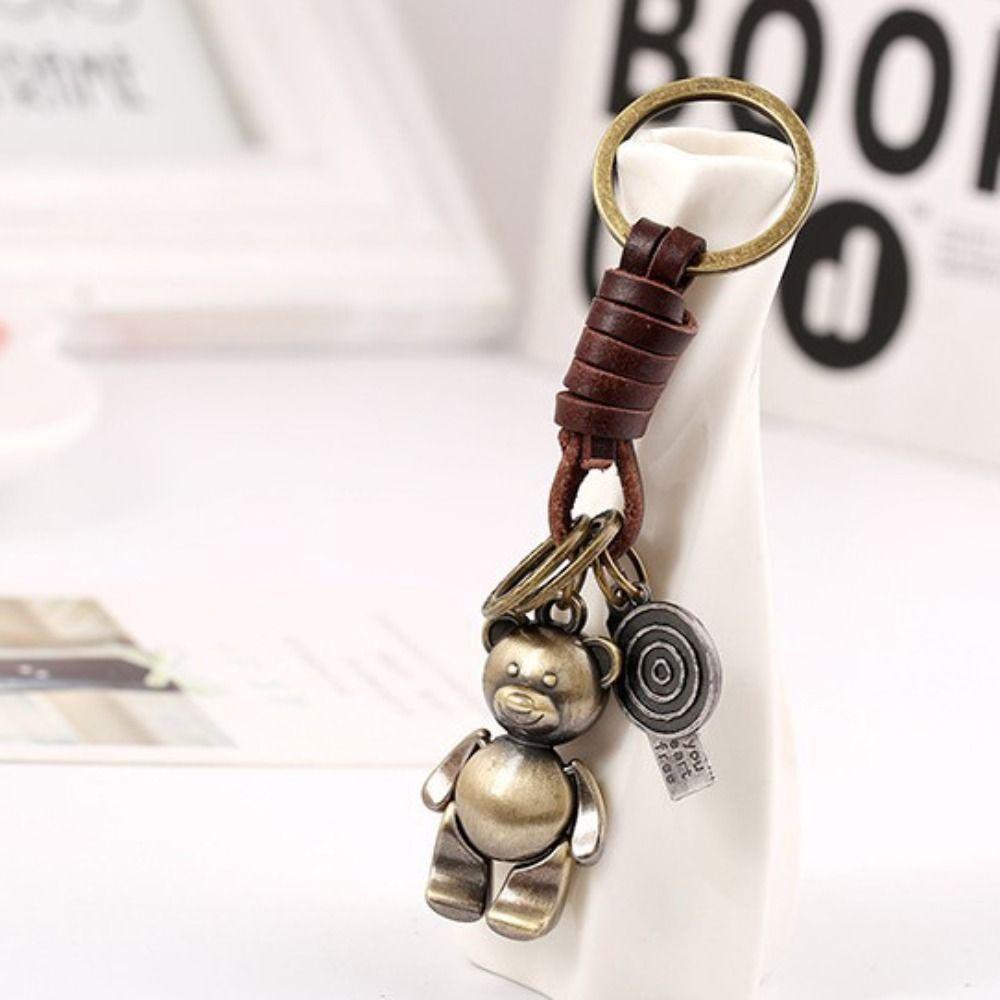 Cheap Woven Leather 3D Doll Bear Key Chain Korean Style Bag Pendant ...