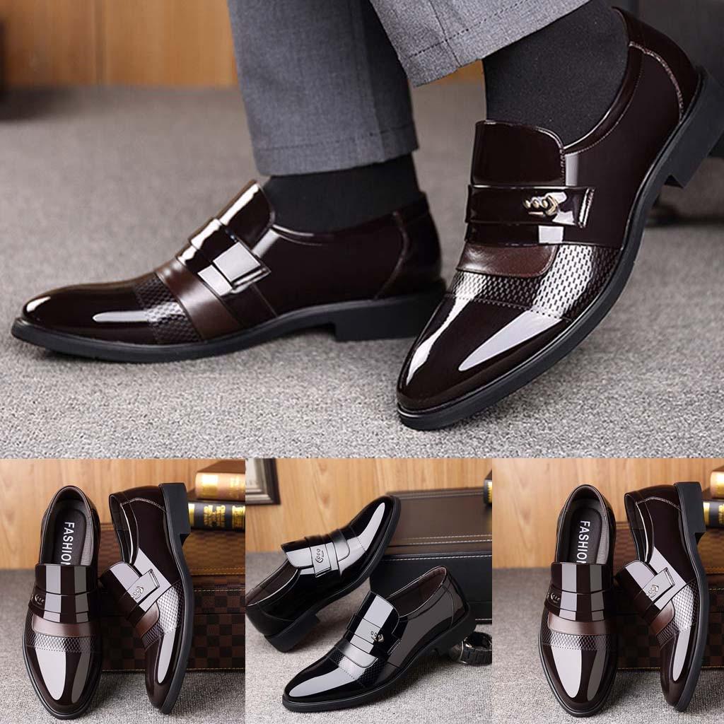 Buy Mens Pointed Patent Leather Business Single Shoes at affordable ...