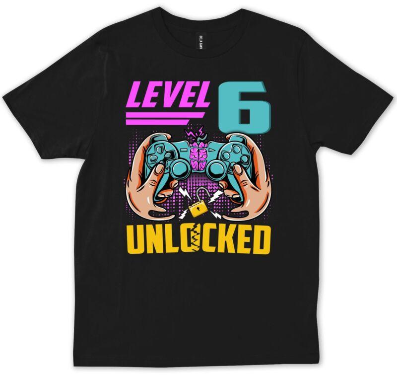 Buy Level 6 6Th Birthday Gamer Boy Video Game Design Man Hipster Tee ...