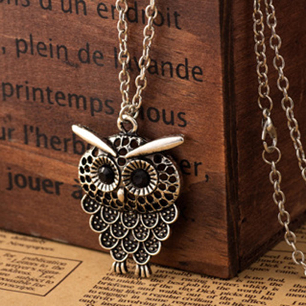 Cheap Retro Owl Hollow Out Pendant Long Chain Necklace Women Sweater ...