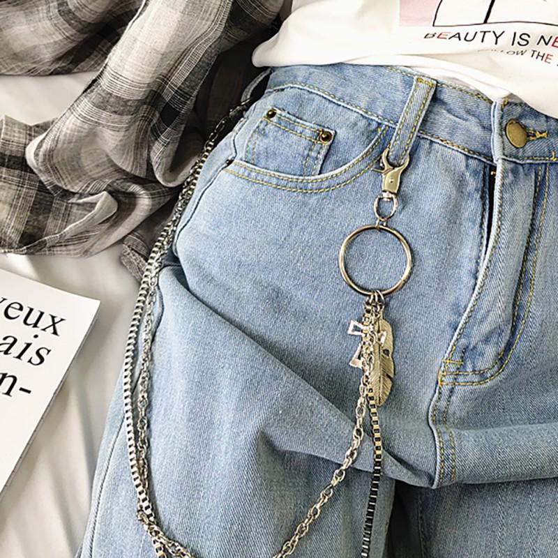Women Hip Hop Metal Chains Stylish Pants Trousers Jeans Chain Double ...