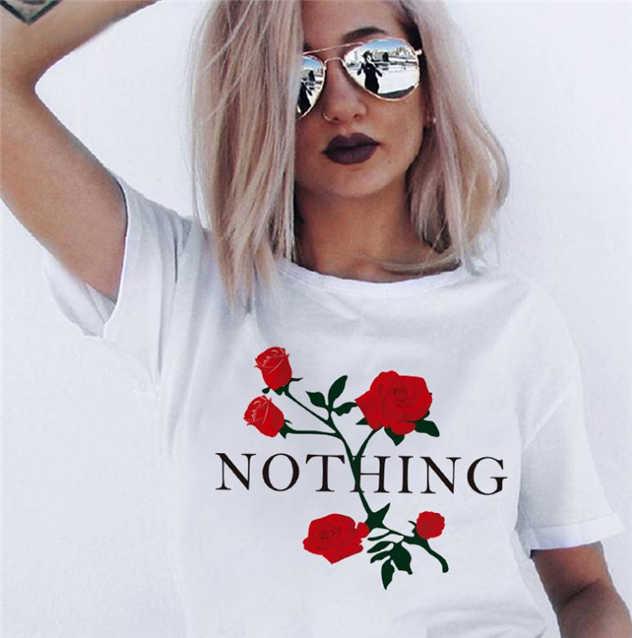 Female Nothing Rose Printed T-shirts Summer Short Sleeve Tee Tops uygun ...