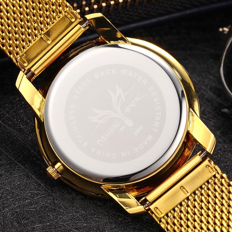 Buy Miss Fox Ladies Gold Watch Women Famous Brand Minimalist Steel Mesh ...