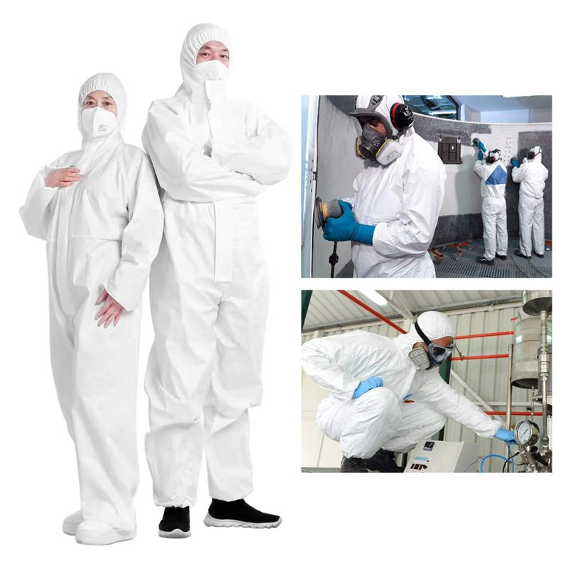 Buy Disposable Bootie and Hood Coverall Suit Dustproof Breathable SMS ...
