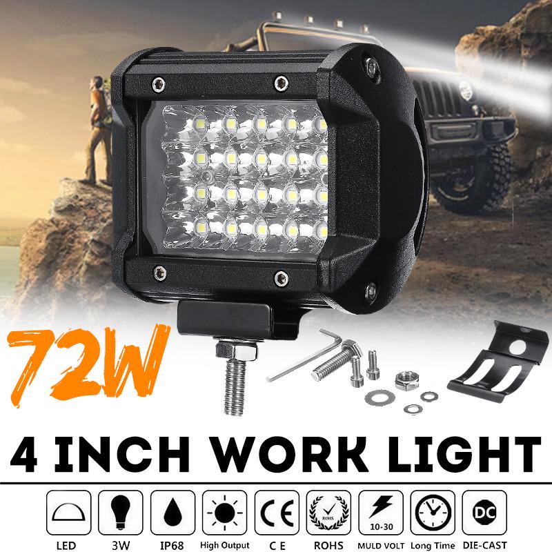 72W 4 Inch Quad Row LED Work Light Bar 7200/14400LMSpot Off-road ...