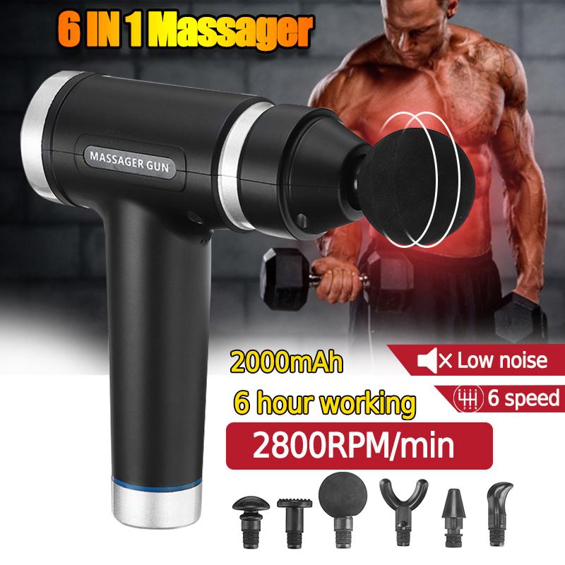 Buy 2000 Mah Muscle Massage Gun with 6 Speeds 6Heads Powerful Deep ...