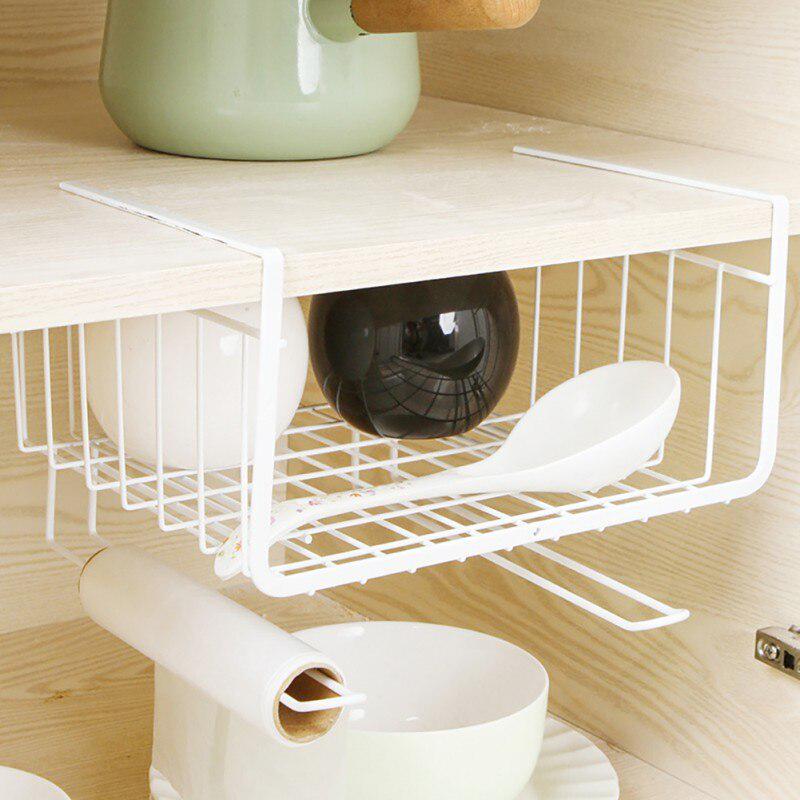Home Concise Under Shelf Table Storage Basket Rack Desk Iron Cabinet ...