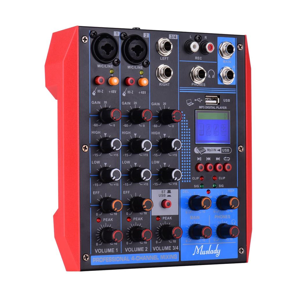 Buy Muslady AG-4 Portable 4 Channel Mixing Console Digital Audio Mixer ...