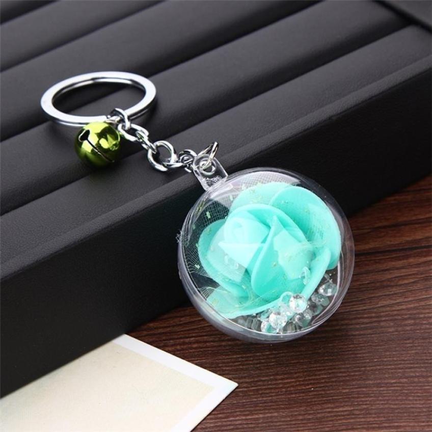 Buy 1Pcs Rose Flower Keychain Imitation Flower Bell Key Chain Keyring ...
