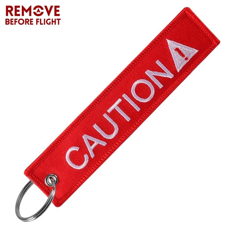 Buy Fashion Keychain Embroidery CAUTION Signs Car Keyring Keyfods Key ...