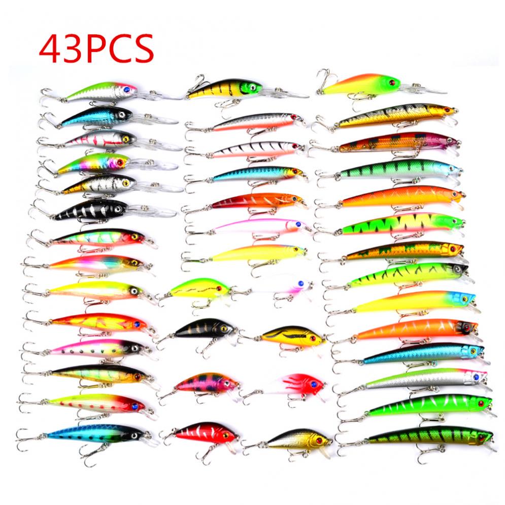 Buy 43pcs Fishing Lures Set Mixed 6 Models Minnow Baits Crank Lures ...