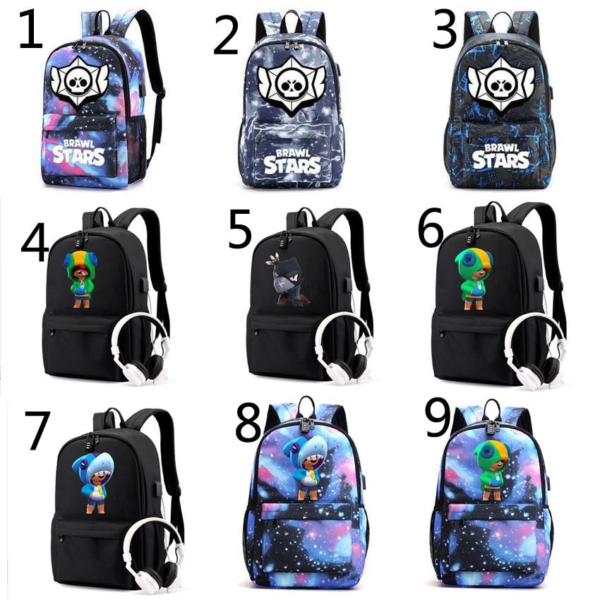 Brawl Stars Luminous Bag Men and Women Travel Bag Casual Computer Usb ...