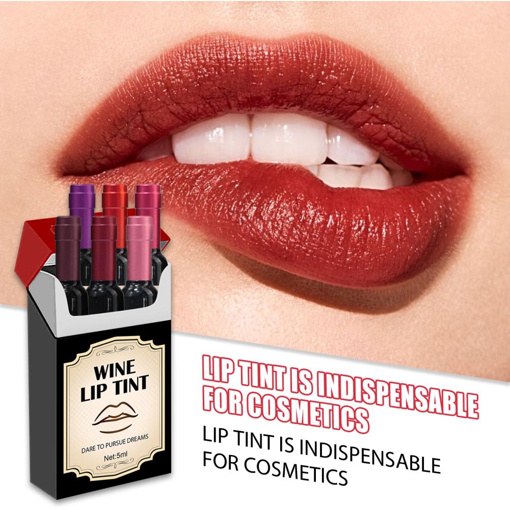 Buy 5ml Red Wine Bottle Lipstick Moisturizing Lip Glaze Non Sticky Cup ...