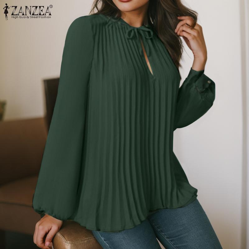 Купить ZANZEA Женские свободные повседневные плиссированные блузки с ...