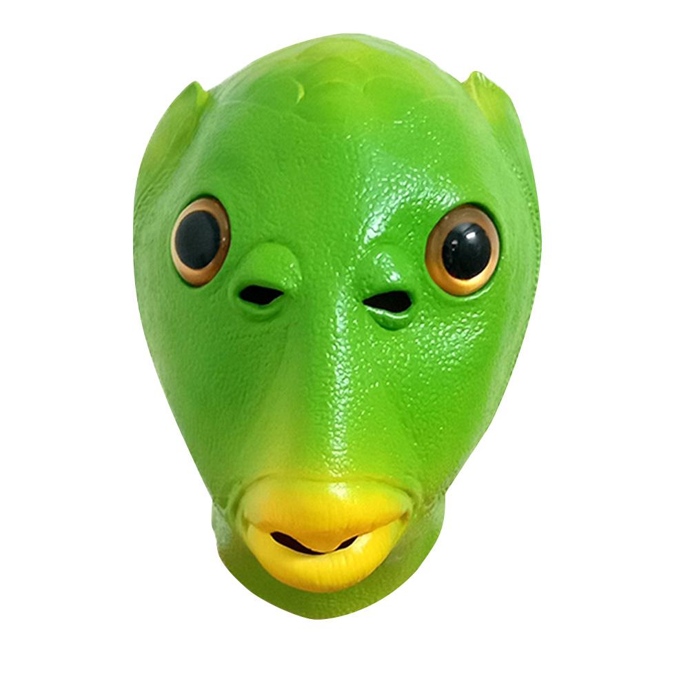 Buy Unisex Adult Green Fish Head Mask Headgear Enamel Funny Cosplay ...