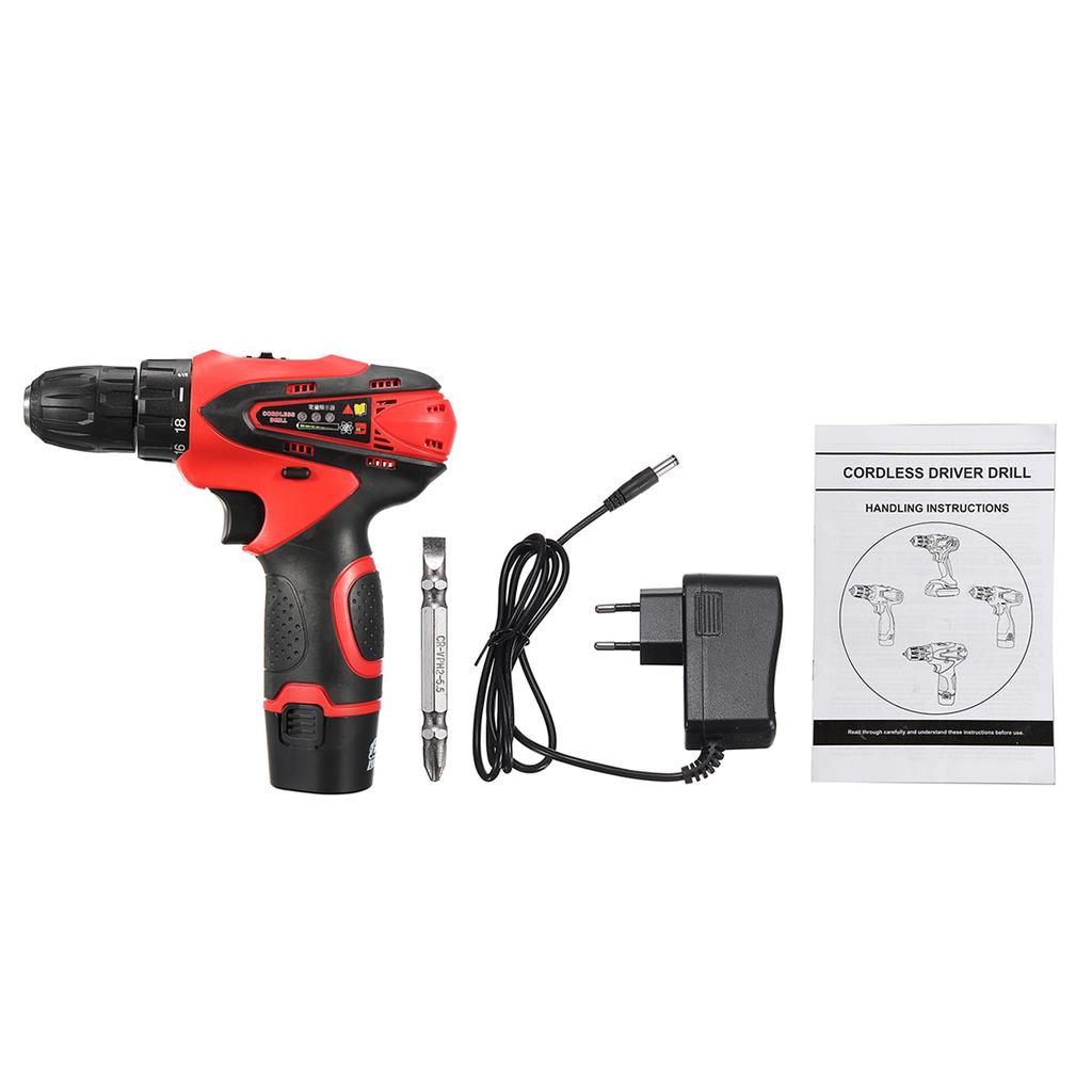 Buy 12V LED Double Speed Cordless Drill Driver Screw Electric Lithium ...
