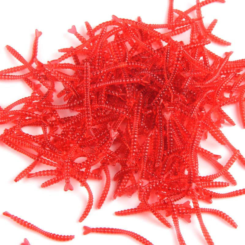 Soft Baits Plastic 50 Pcs 4 CM Red Worm Lures Fishing Takcle Grub ...