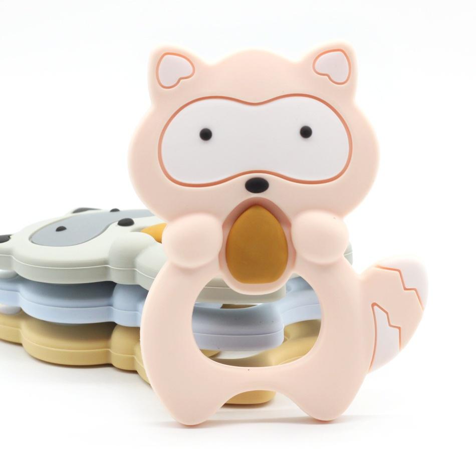 Buy 1 Pcs Silicone Teethers Raccoon Baby Ring Teether BPA Free Silicone ...