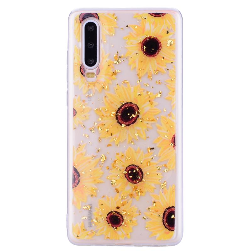 Buy For HUAWEI P30 Fashion Color Painted Epoxy Gold Foil TPU Anti ...