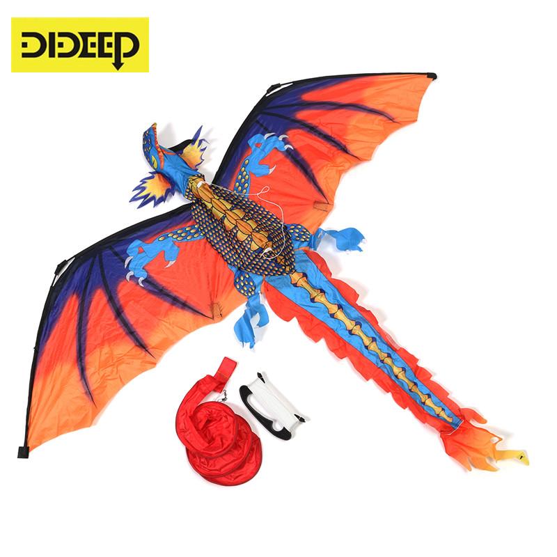 Buy Dideep 140*120cm 3D Dragon Kite Single Line With Tail Kid Toy Fun ...