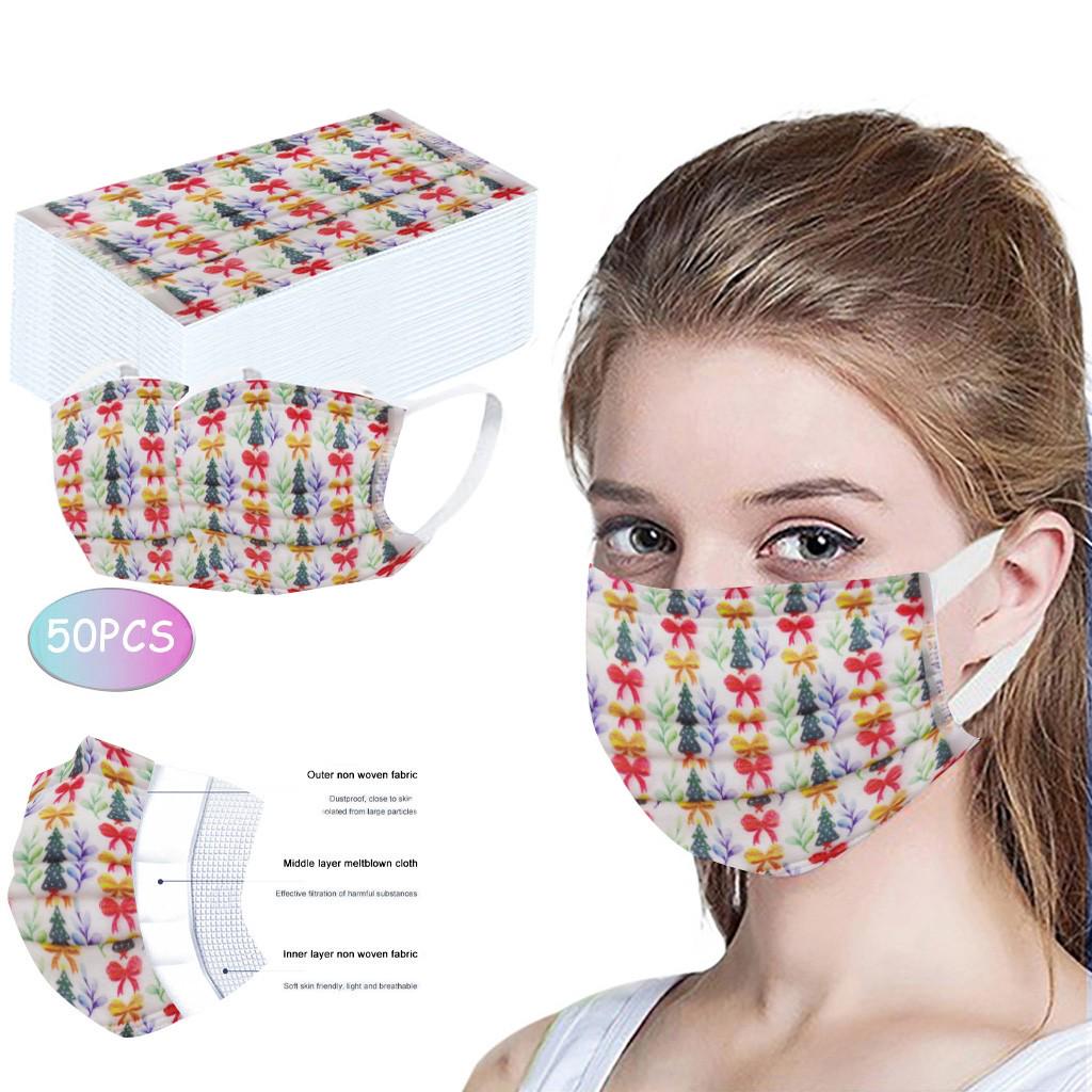 Buy Disposable Unisex Printed Christmas Soft Masks For Adults 3-Layer ...