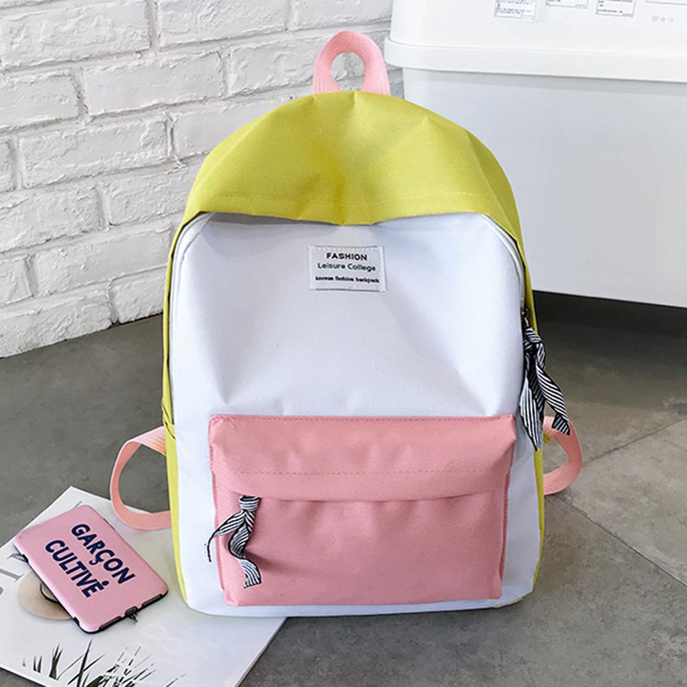 Buy Couple Bag Schoolbag Travel Hiking Bag Color Block Backpack ...