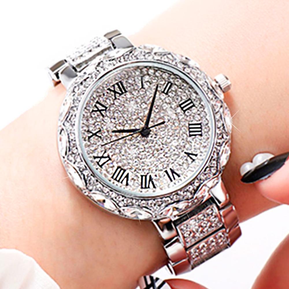 Buy Women's Luxury Stainless Steel Quartz Watch Shiny Design Women's ...