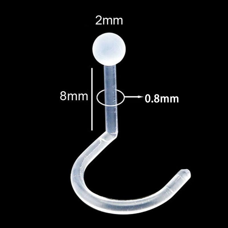 Buy Pdtoweb 5x Nose Stud Hypo Allergenic Clear Acrylic Plastic Retainer ...