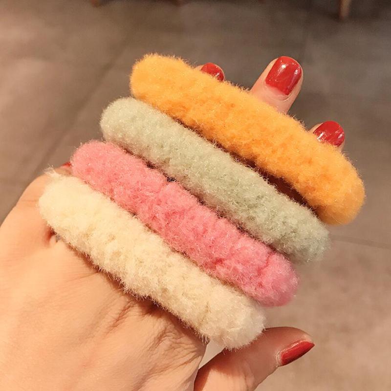 Buy Women Girls Beautiful Soft Cozy Faux Fur Hair Ring Elastic Hair ...