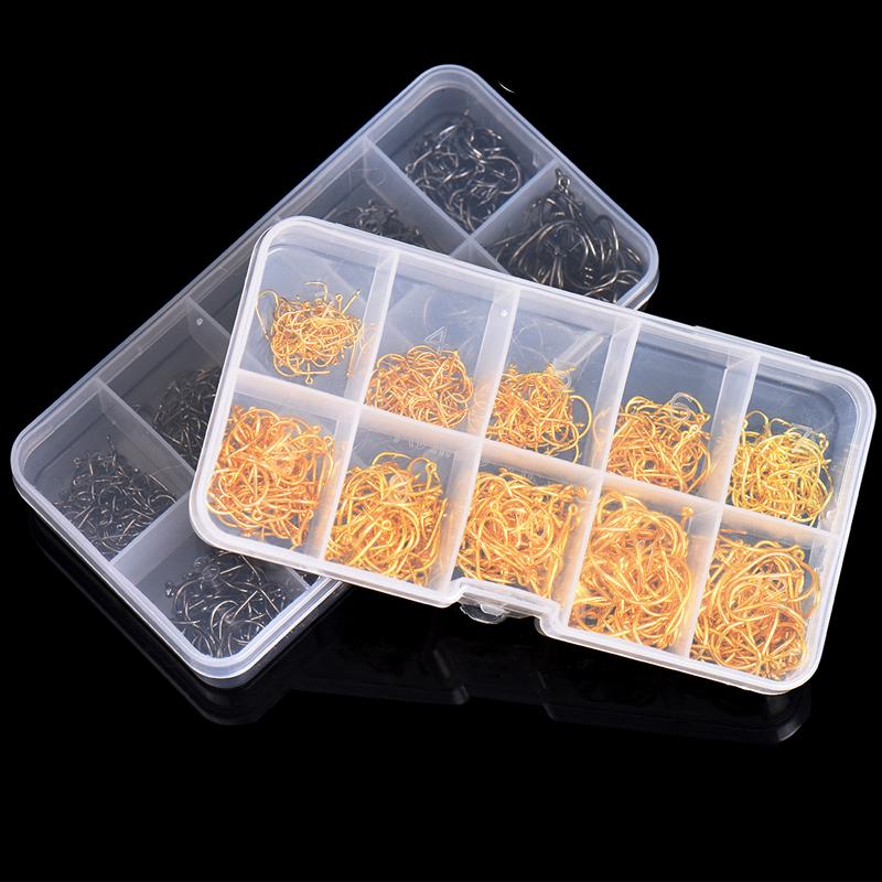 Buy 600pcs 3# - 12# 10 Size Barb Fishing Hooks Set Jig Hook Carbon ...