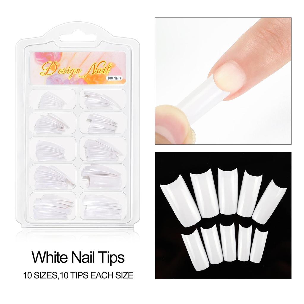 Buy 100pc Semi Cover False Nail Tips Artificial Nails Fake Nail Tips ...