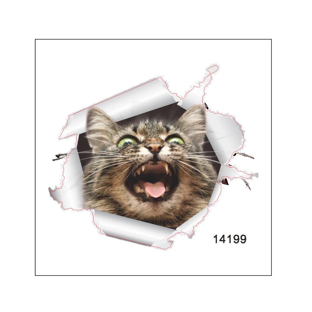 Buy 14199 Cat Vivid 3D Smashed Switch Wall Sticker Bathroom Kicthen ...