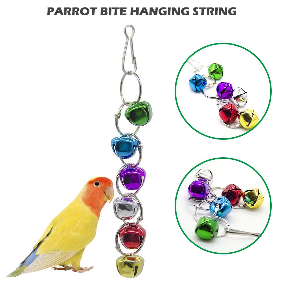 Parrot String Toy with 6 Crisp Bells Chew Hanging Cage Toy for Parakeet ...