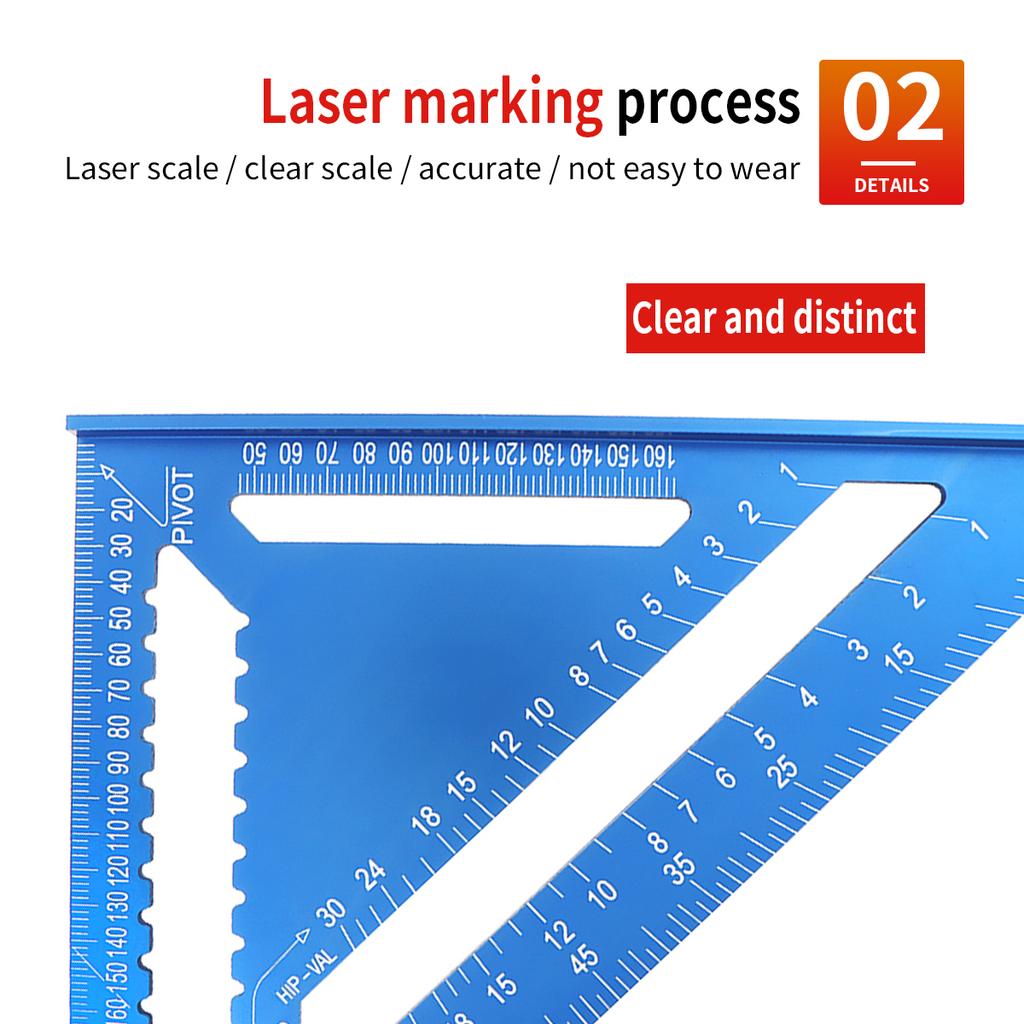 Triangle Ruler 12 inch Metric Imperial Aluminum Alloy Woodworking Angle ...