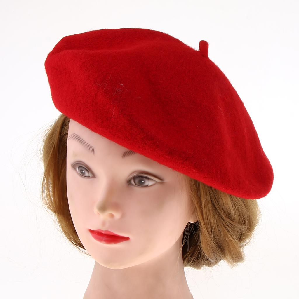 Buy Vintage French Women Girls Wool Warm Plain Beret Beanie Hat Cap ...