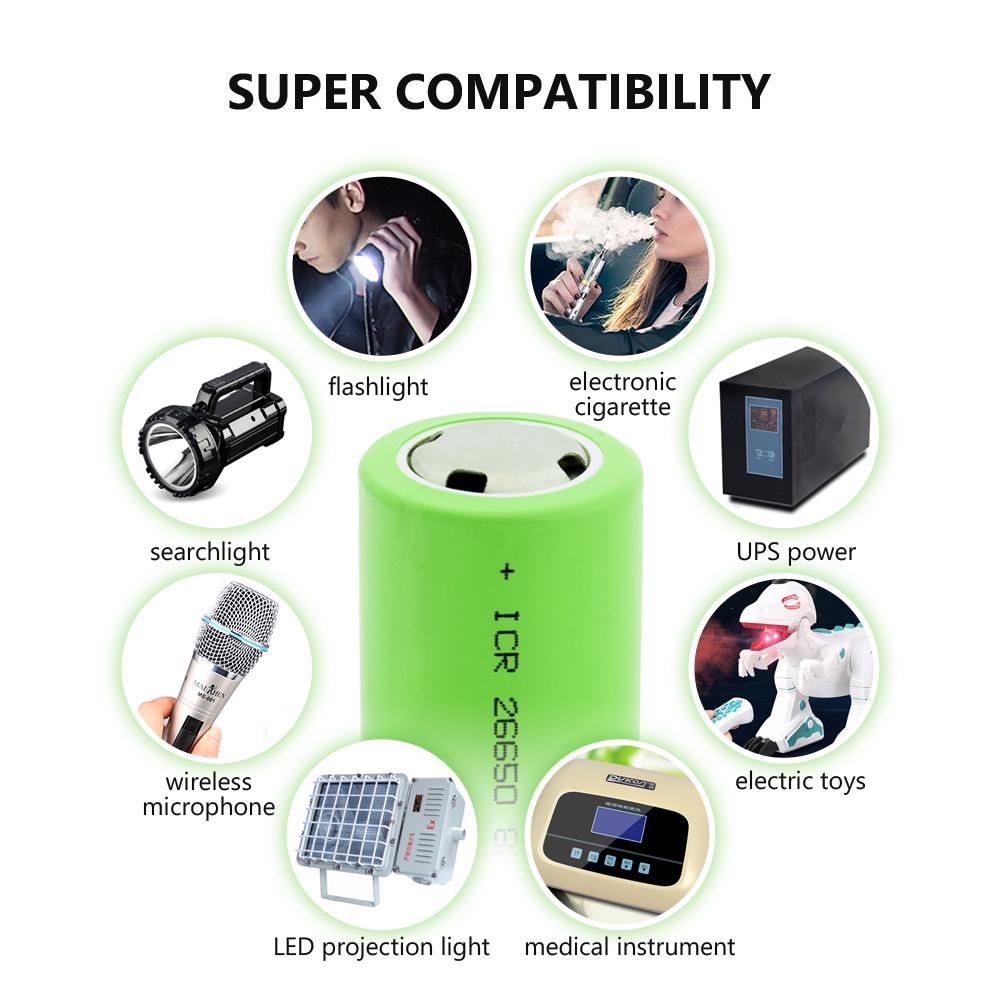 Buy 3.7V 8800MAH 26650 Lithium Battery Replacement Button Battery For ...