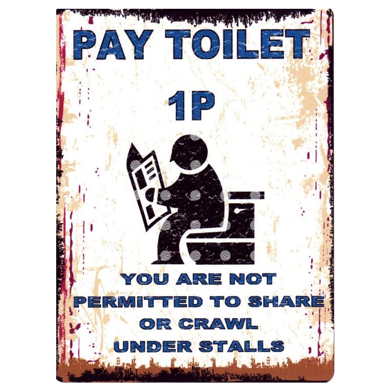 Buy Pay Toilet, Metal Wall Sign, Retro Vintage Style, Pub, Toilet ...