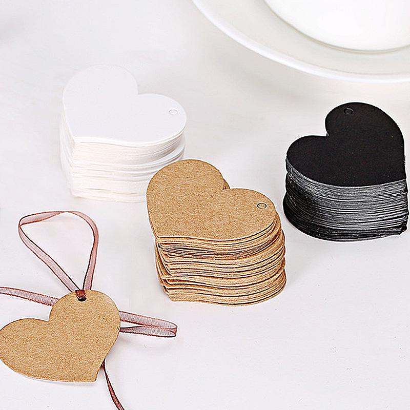 Buy 50PCS New Heart-shaped Message Card DIY Blank Bookmark Card Listed ...