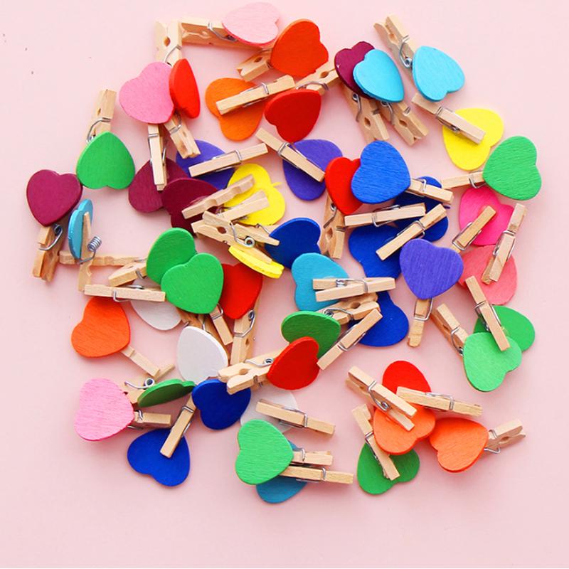 Heart Wooden Peg 10Pcs Mini Clips Photo Craft Wedding Party Decor ...