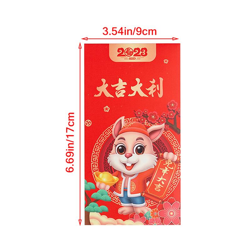 Buy 6Pcs 2023 New Year Of The Rabbit Chinese Red Envelopes Cartoon ...