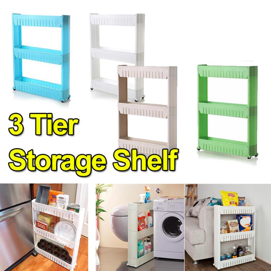 Buy 3 Tier Plastic Shelf Storage Unit Bathroom Kitchen Room Shelves ...