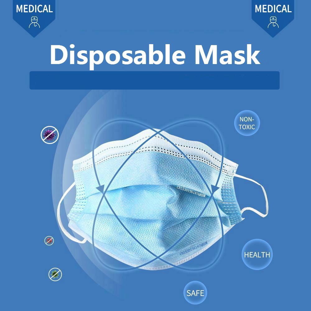Buy White Disposable Masks 3 Layers Mouth Face Mask Prevent Anti-Dust ...