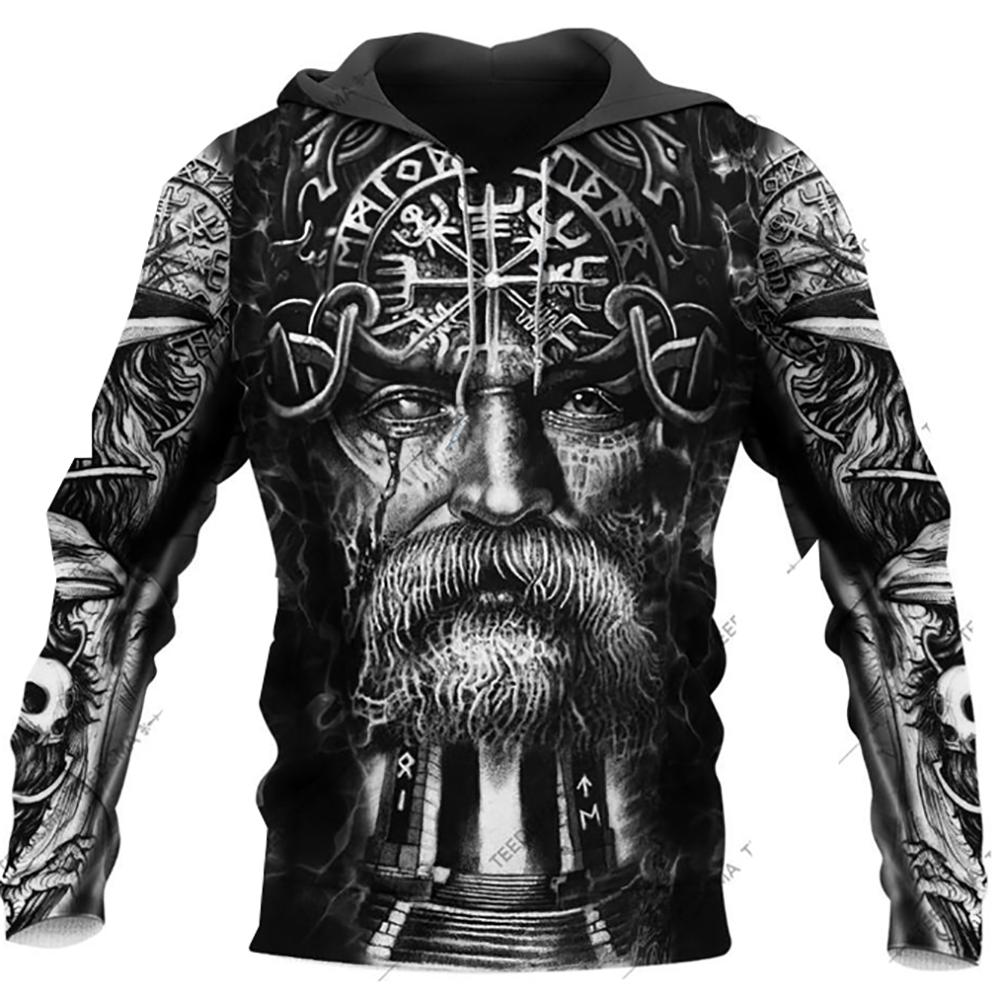 Buy Long Outdoor Hoodie Viking Odin Nordic Mythology 3d Harajuku Street ...