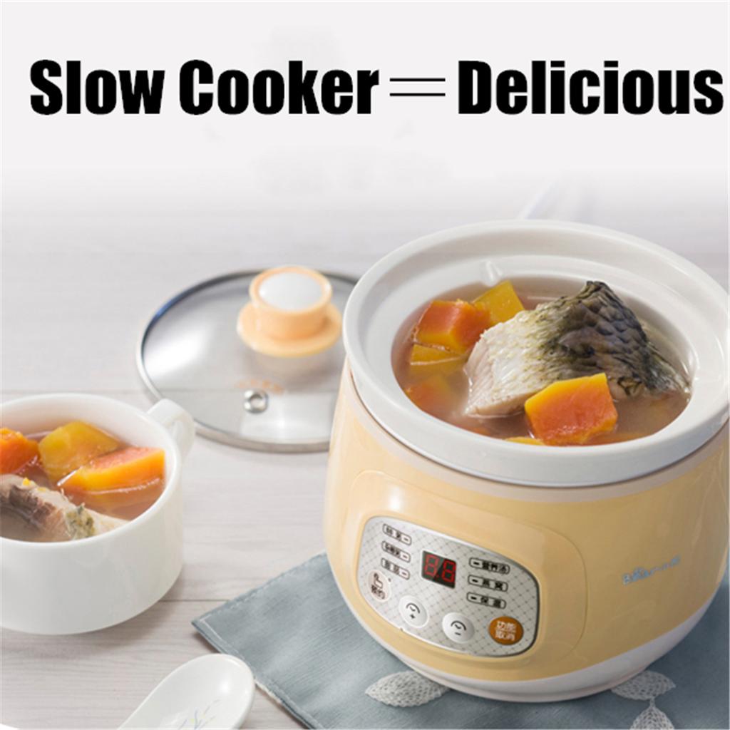 100W Electric Slow Cooker Stew Ceramic Pot Porridge Soup Maker Food ...