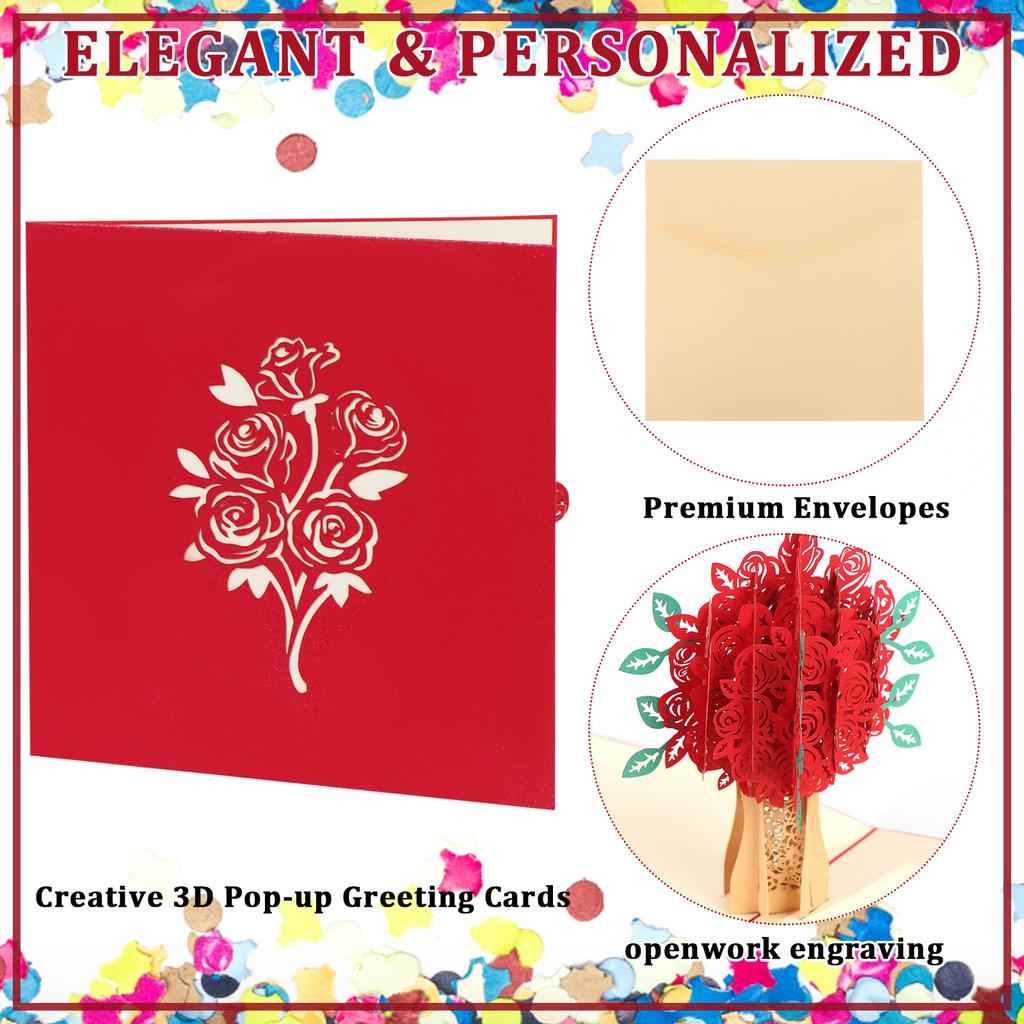 Cheap 3D Three-Dimensional Card Creative Rose Mother'S Day Card | Joom