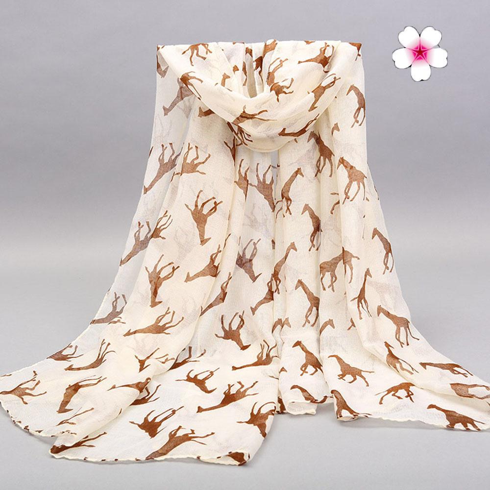 Long Scarves Women Chiffon Scarf Nature Style Sweet Giraffe Print Shawl ...