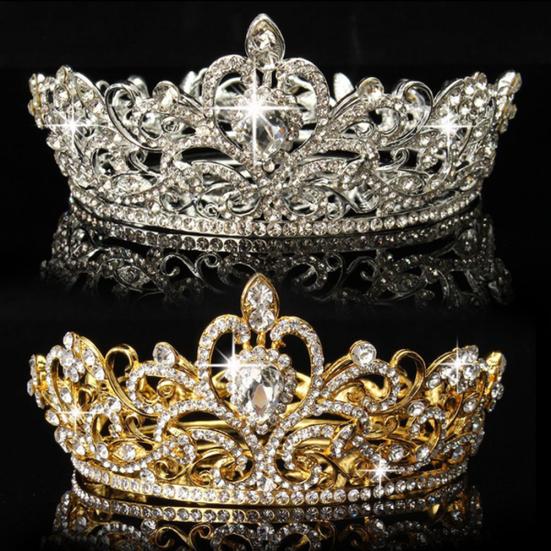 Cheap 2022 Popular Elegant Lady Shiny Rhinestone Round Crown Tiara ...