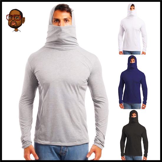 Buy New Fashion T-shirt With Mask For Men In Autumn Winter Long Sleeved ...